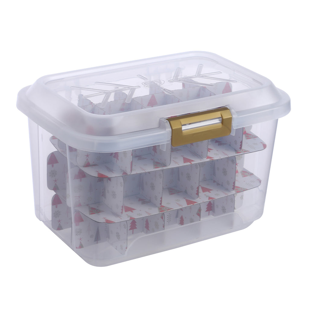31L Christmas Ornament Box With Cardboard Dividers - Gold